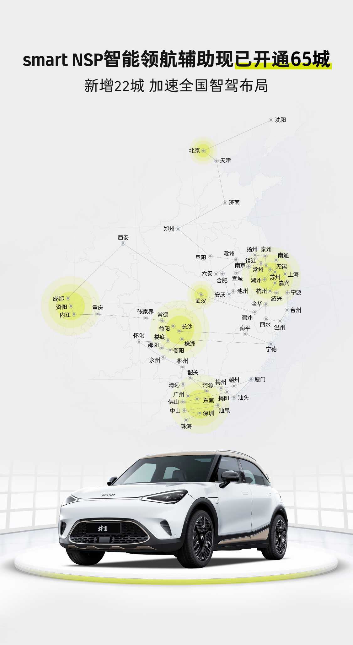 加速全国智驾布局 smart NSP智能领航辅助现已开通65城
